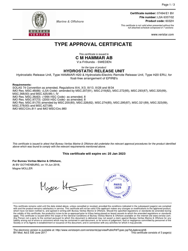 EPIRB HRU Type Approval | PDF