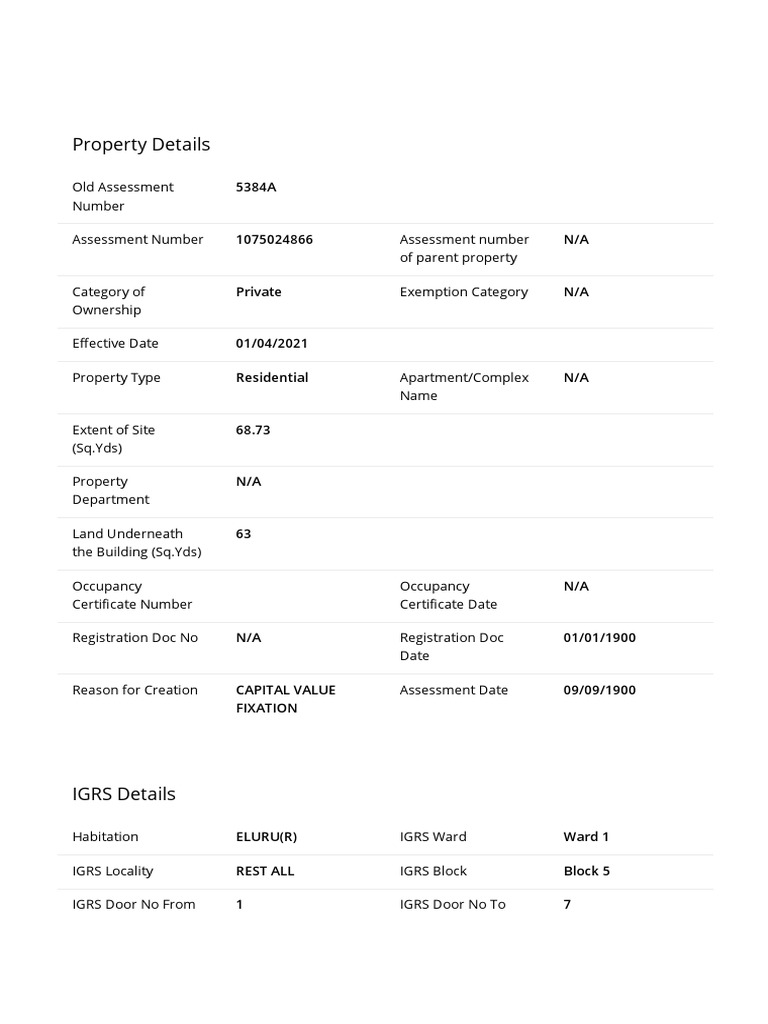 EGov - View Property Details | PDF | Depreciation | Property Tax