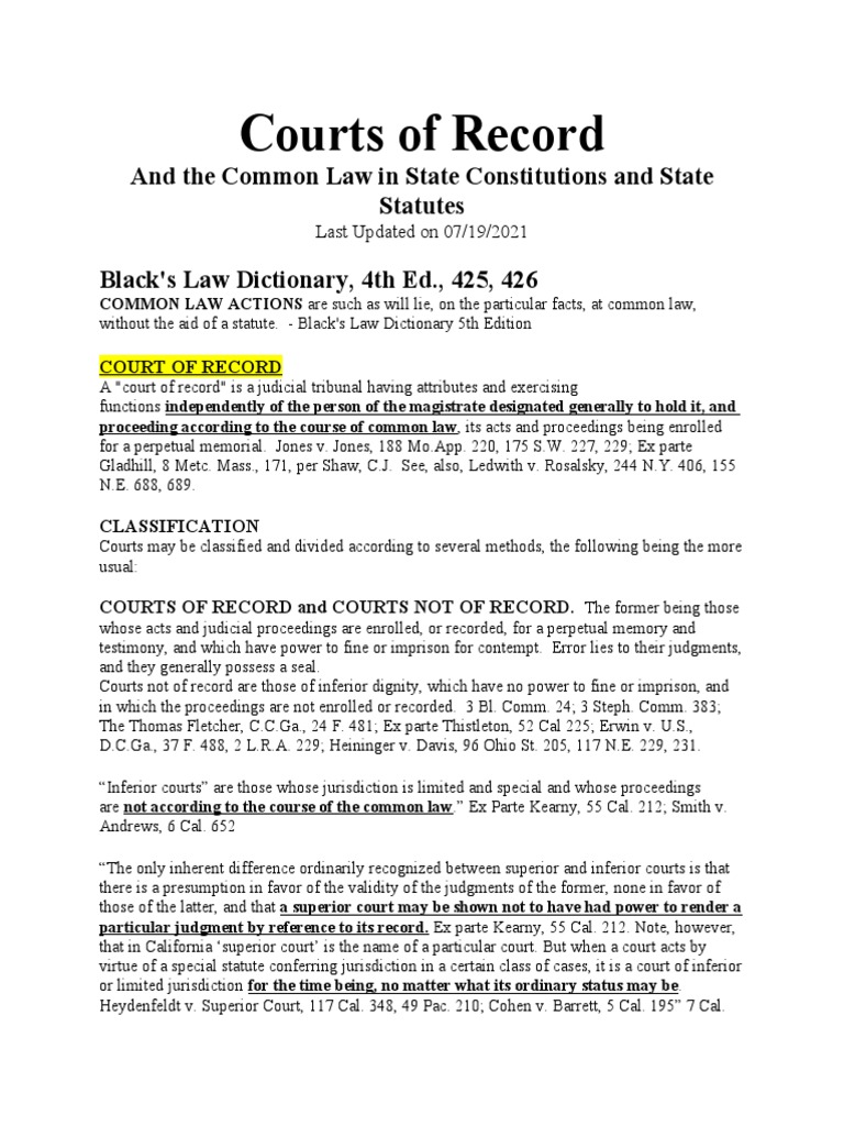 Courts of Record Listing | PDF | Social Science | Law