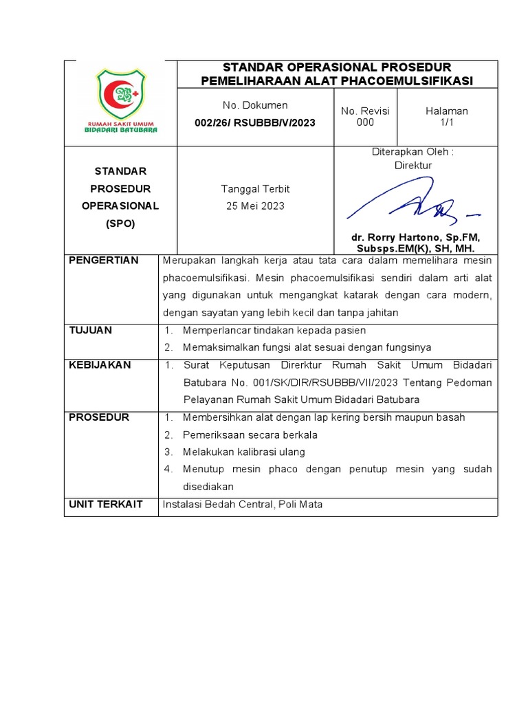 Pemeliharaan Alat Phacoemulsifikasi | PDF