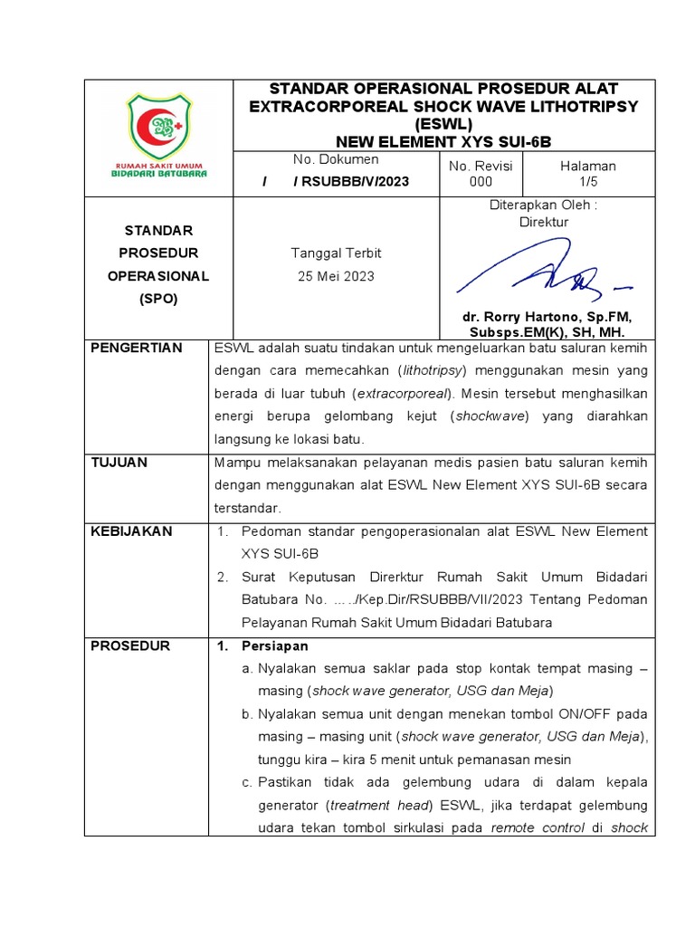 Spo Penggunaan Eswl | PDF