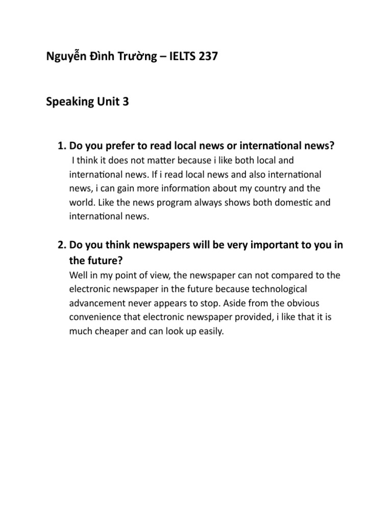Unit3 - Speaking | PDF