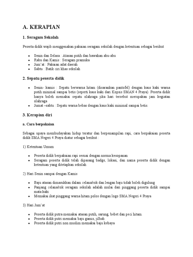 Materi Kerapihan Sekolah | PDF