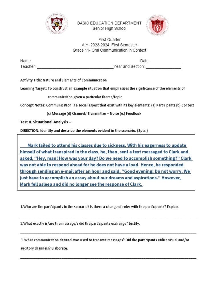 Activity Nature Process of Communication | PDF