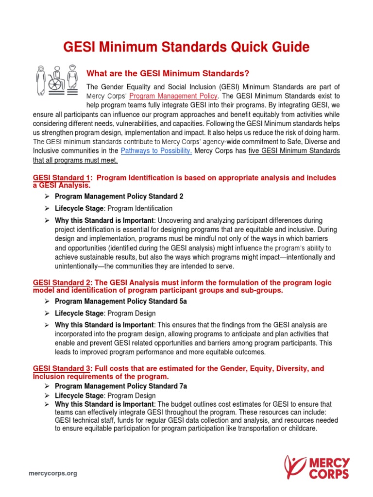 GESI Minimum Standards Overview | PDF | Life Cycle Assessment