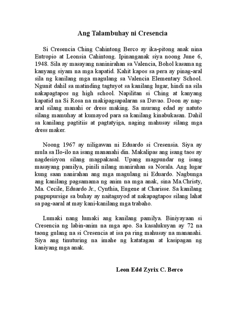 Ang Talambuhay Ni Cresencia | PDF