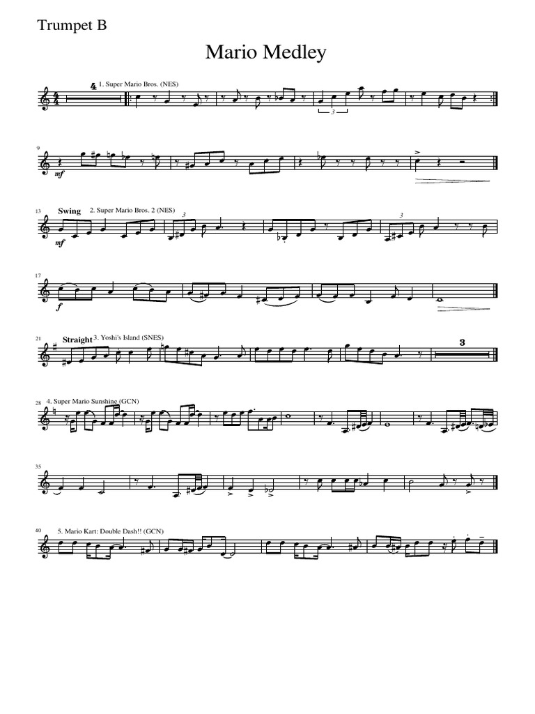 Mario Medley-Trumpet | PDF | Nintendo Franchises | Nintendo