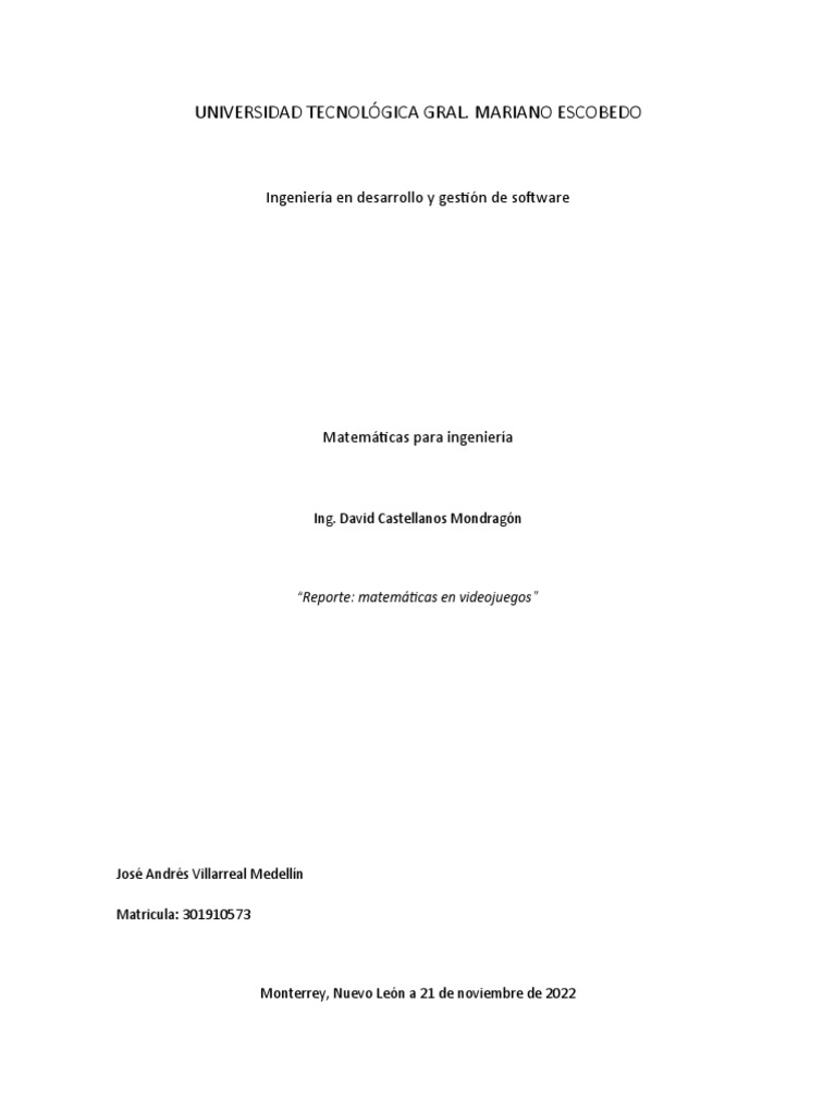 Matemáticas en Los Videojuegos | PDF | Videojuegos