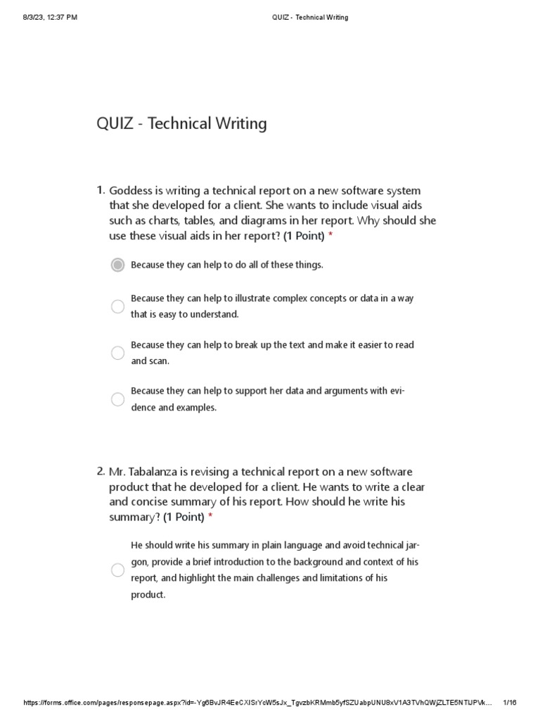 QUIZ - Technical Writing | PDF | Jargon | Information
