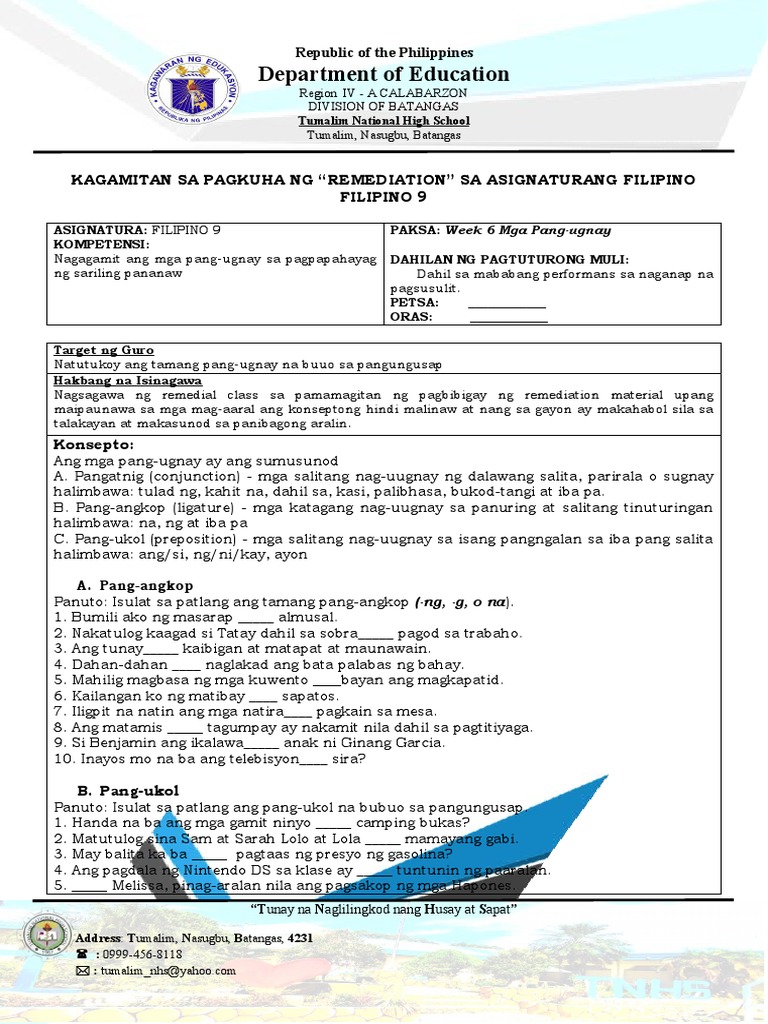 Remedial Filipino 10 Q1 | PDF
