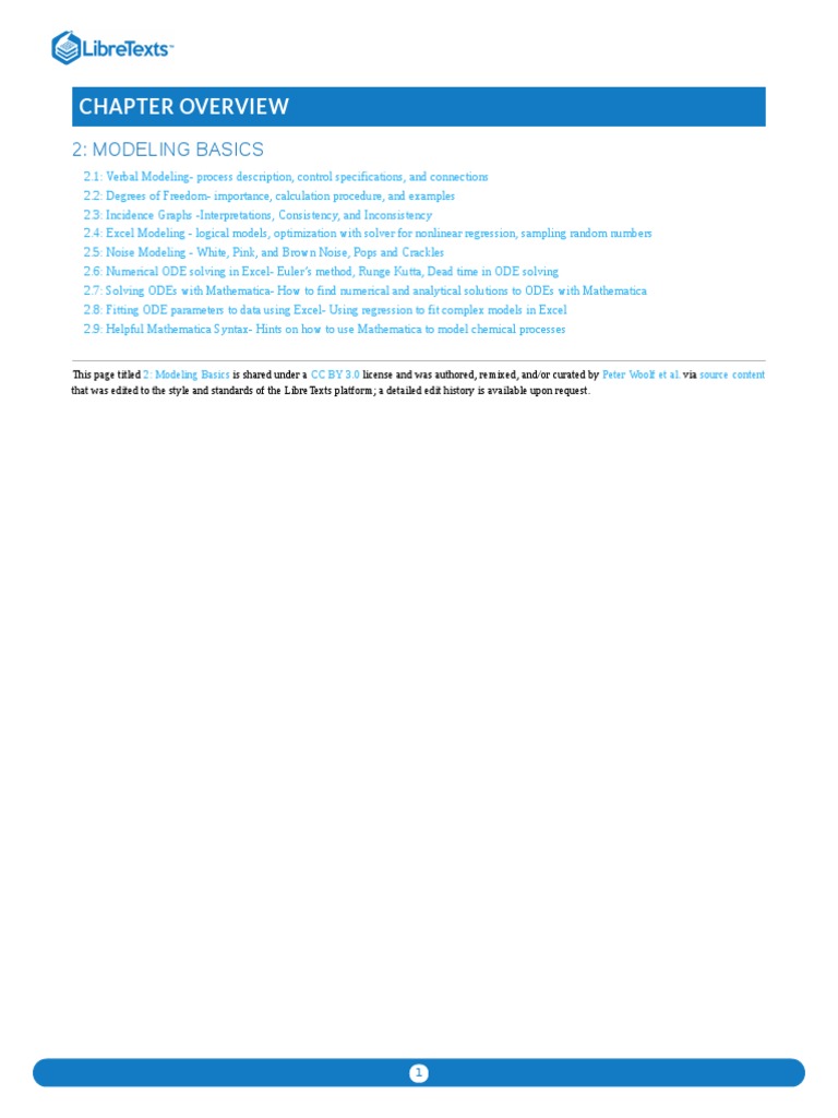 Chapter Overview: 2: Modeling Basics | Download Free PDF | Chemical ...