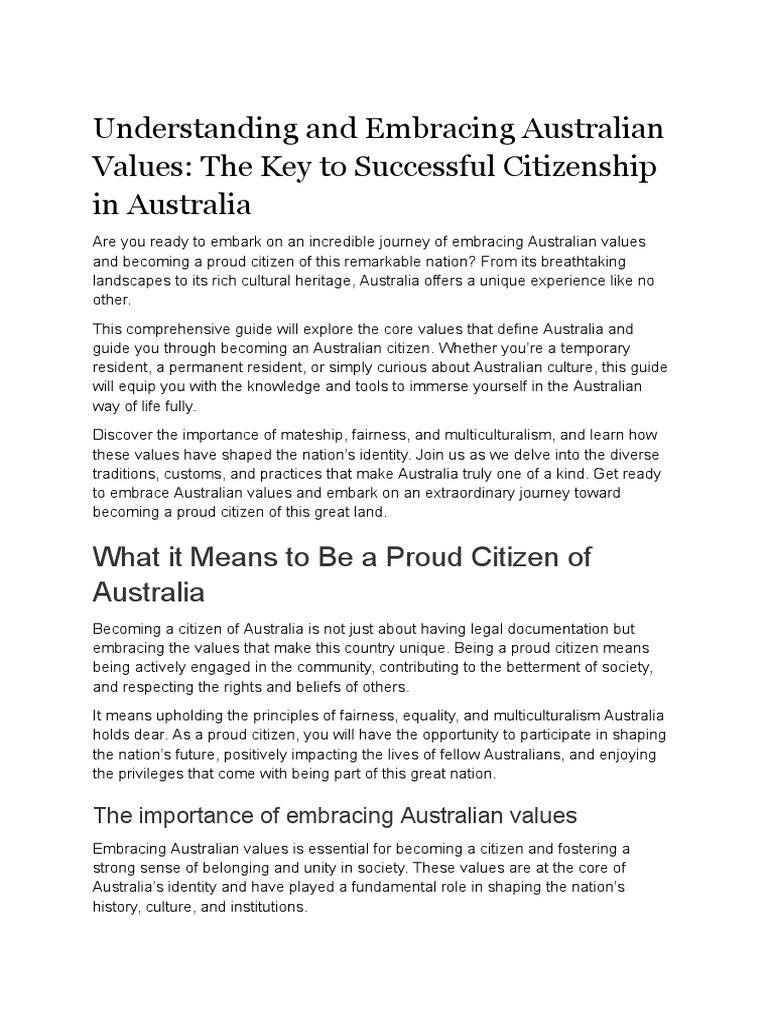 Understanding and Embracing Australian Values - The Key To Successful ...