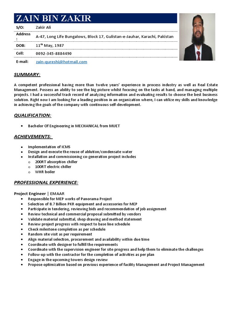 Zain Bin Zakir | PDF | Engineering | Business