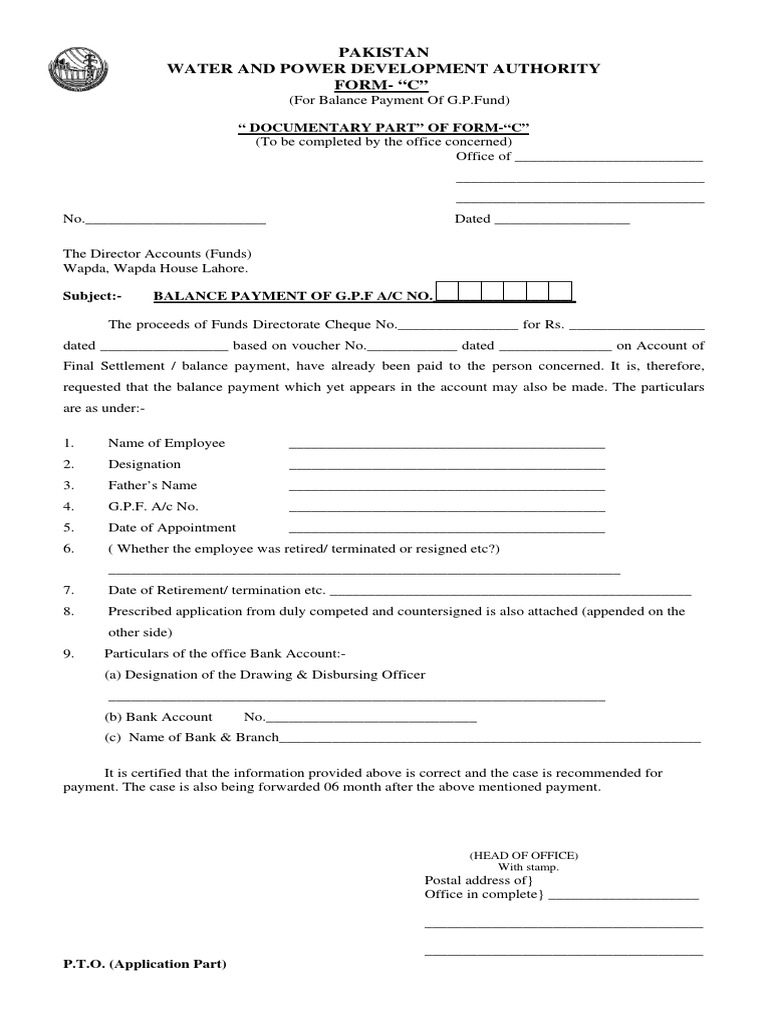 GP Fund Form C | PDF | Payments