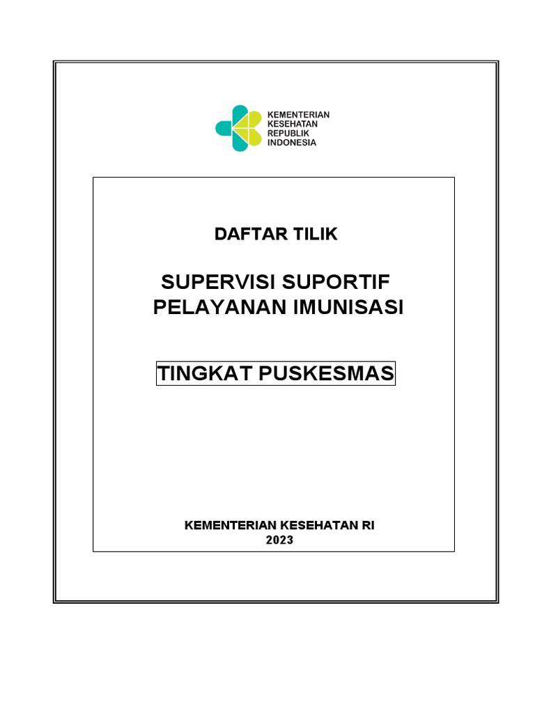 2023 Daftar Tilik Supervisi Suportif Imunisasi TK Puskesmas Kirim | PDF