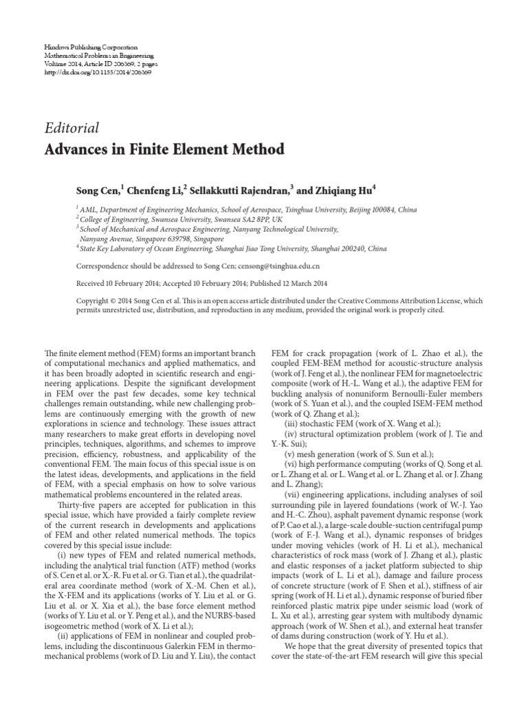 Advances in Finite Element Method | PDF | Finite Element Method ... Advances in Finite Element Method | PDF | Finite Element Method ...