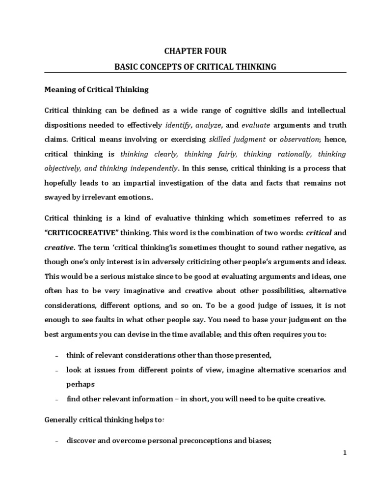 Understanding Critical Thinking Concepts | PDF | Thought | Critical Thinking