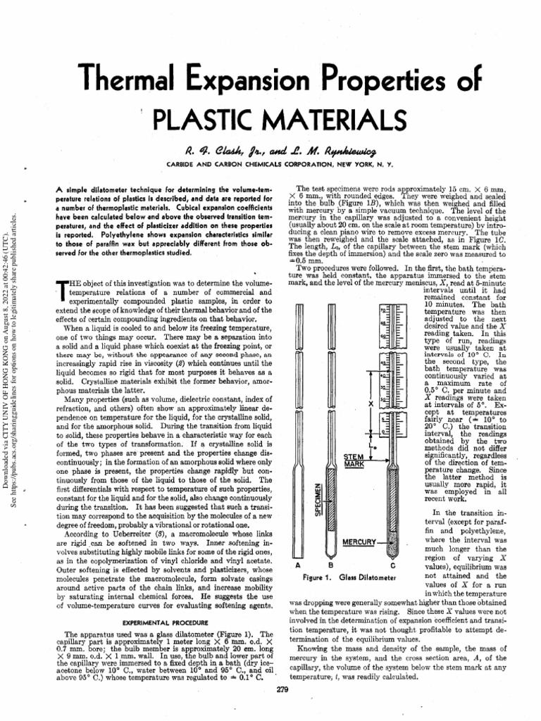 Thermal Expansion Properties of Plastic Materials | PDF | Solid | Liquids