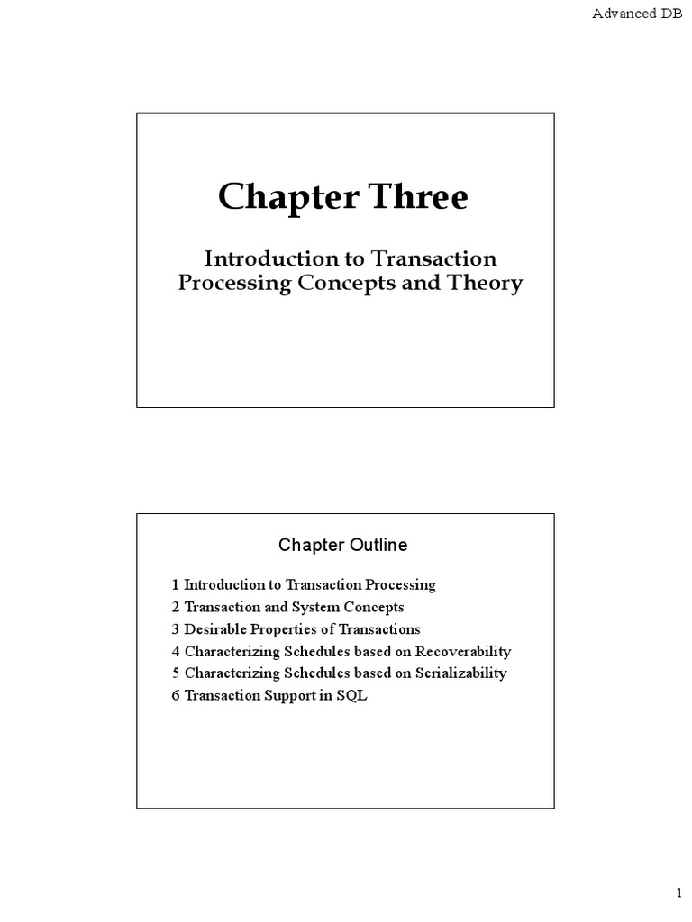 Advanced DB Systems - CH 3 | PDF | Database Transaction | Concurrency (Computer Science)