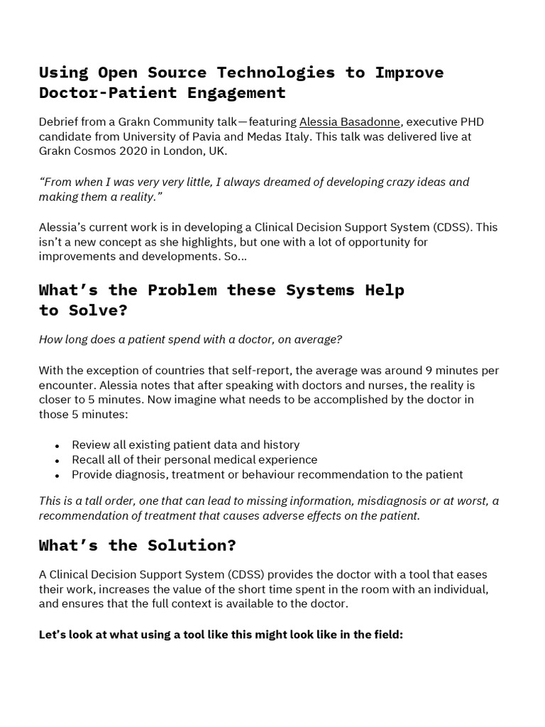 Using Open Source Technologies To Improve Doctor | PDF | System | Databases