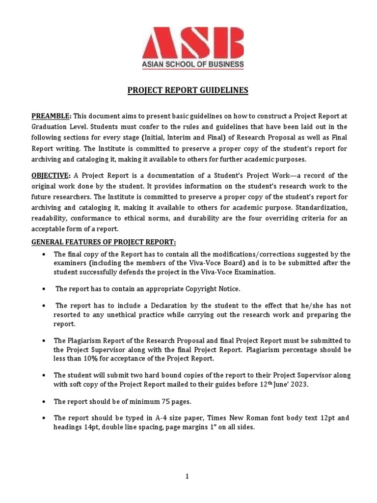 ASB BBA Project Report Guidelines 2020 Batch | PDF | Sampling (Statistics) | Data