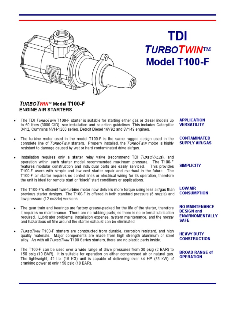 TDI TURBOTWIN T100-F Air Starter Guide | PDF | Diesel Engine ...