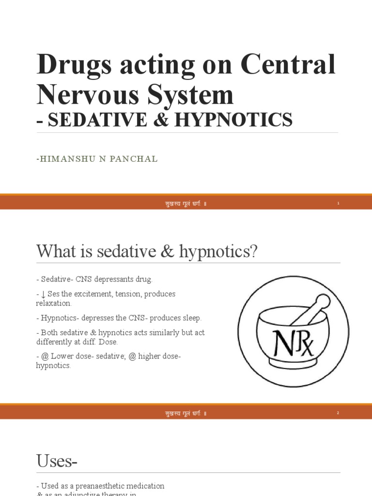 CNS Drugs: Sedatives and Hypnotics | PDF | Pharmaceutical Sciences | Drugs