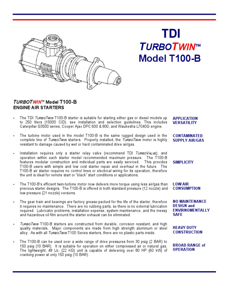 TDI Starter Turbo twinT-100B | PDF | Rotating Machines | Internal ...