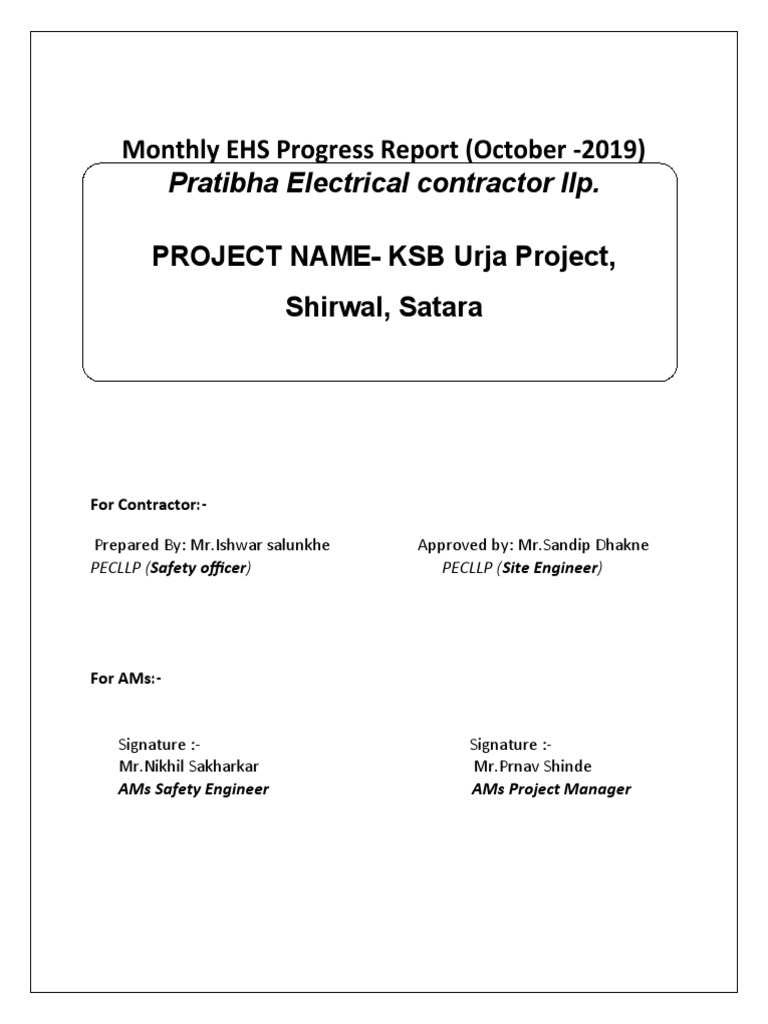 Monthly EHS Report October 2019 | PDF | Occupational Safety And Health ...