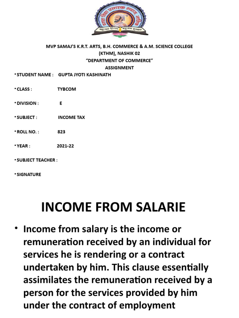 Income Tax PPT Rutuja | PDF | Salary | Employee Benefits