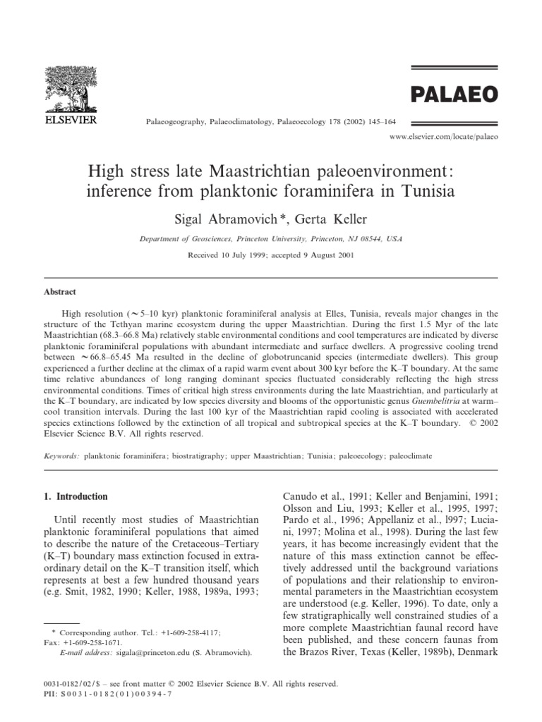 High Stress Late Maastrichtian Paleoenvironment: Inference From Planktonic Foraminifera in ...