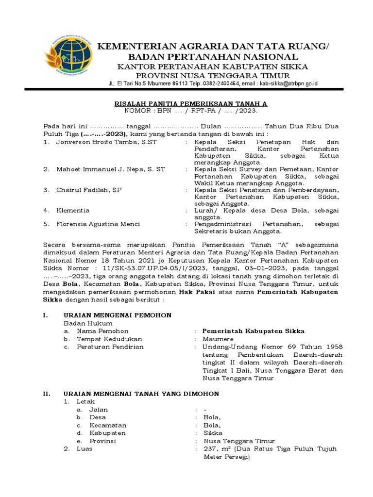 RPTA 22 Pemerintah Kabupaten Sikka | PDF