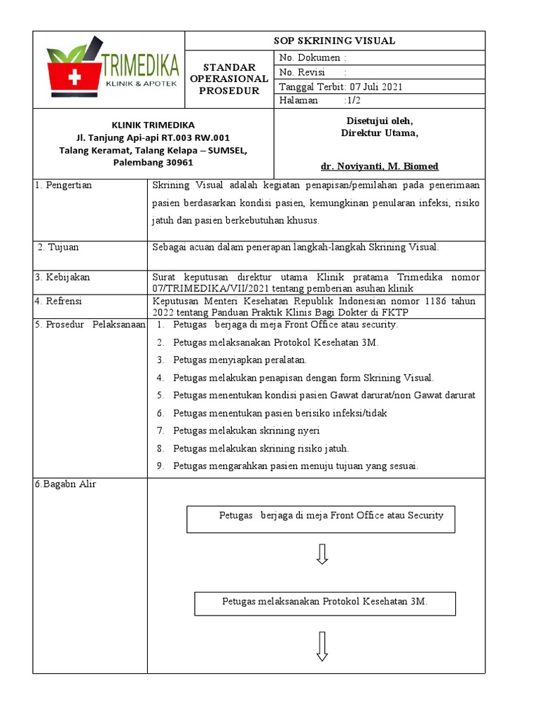 SOP Skrining Visual Pasien Rawat Jalan | PDF