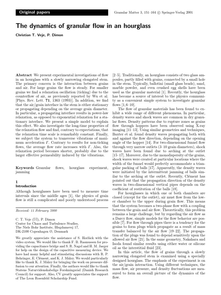The Dynamics of Granular Flow in An Hourglass | PDF The Dynamics of Granular Flow in An Hourglass | PDF