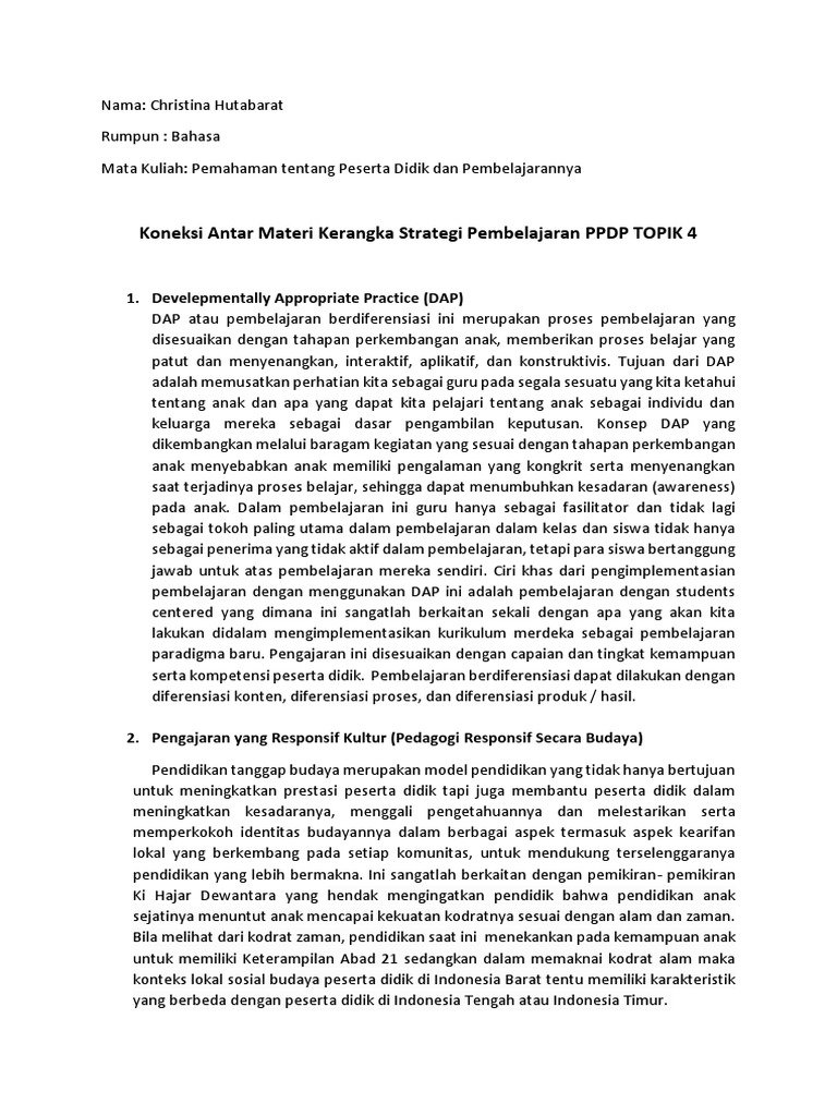 Strategi Pembelajaran Berdiferensiasi dan Responsif Budaya | PDF | Karier & Perkembangan