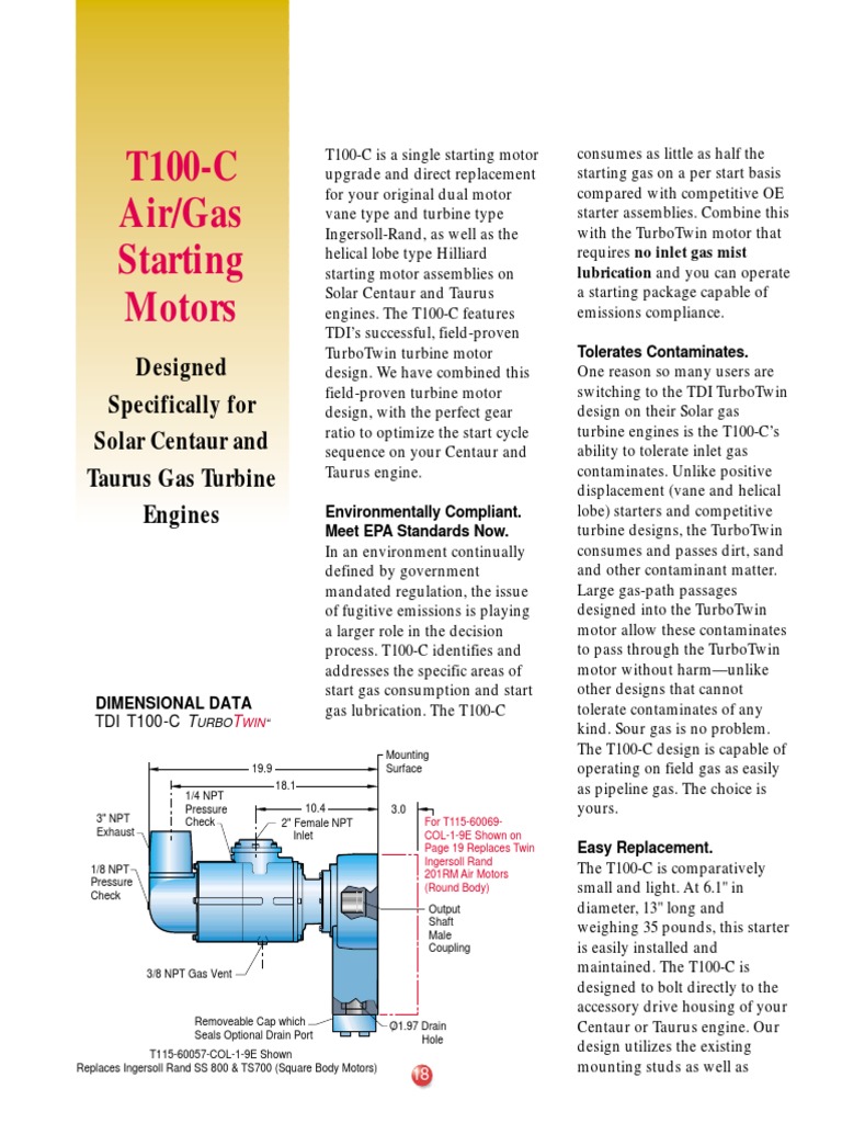 TDI Turbo T100-CS 1 Product Sheet | Download Free PDF | Gas Turbine ...