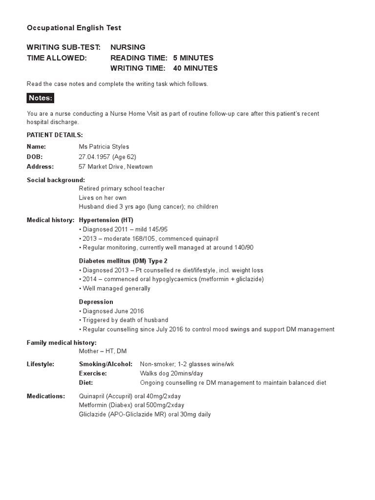 Oet Writing | PDF | Emergency Department | Hospital