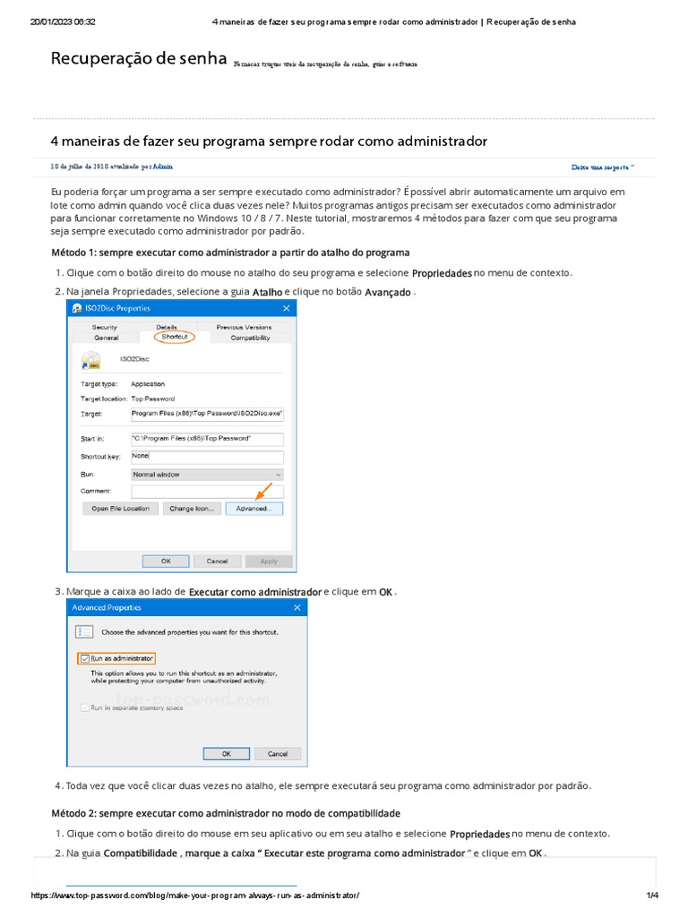Executar Programas como Admin Sempre | PDF | Microsoft Windows | Windows 10