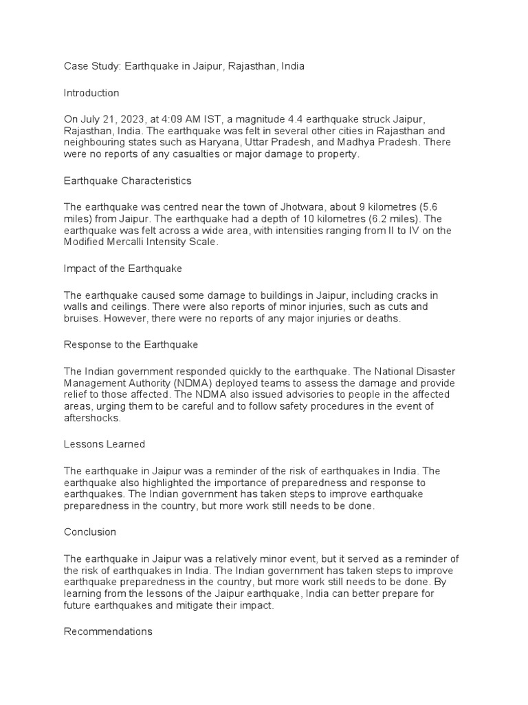 Case Study Geo | Download Free PDF | Earthquakes | Emergency Management