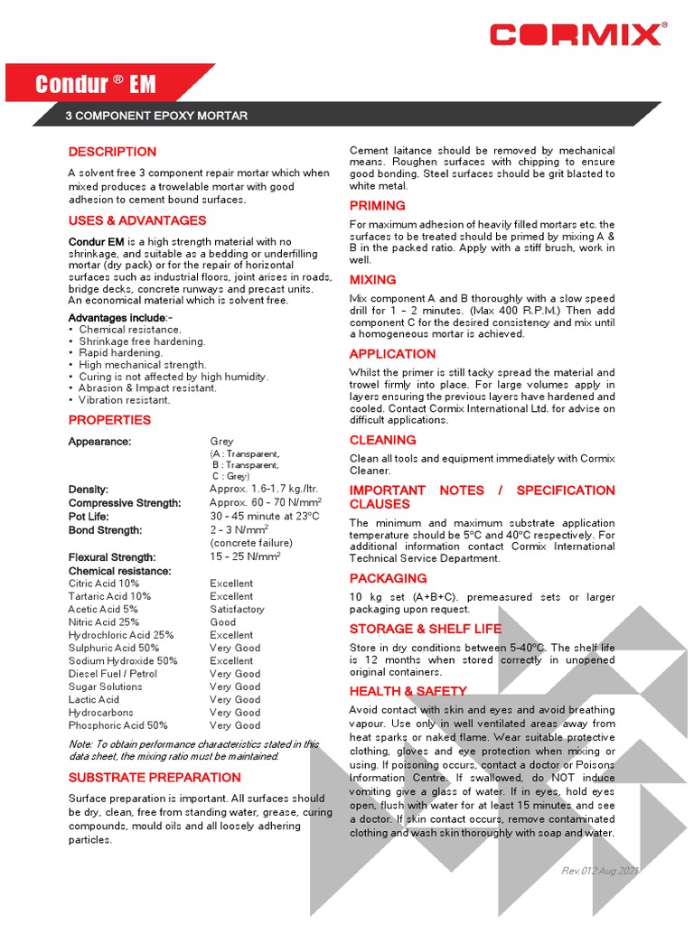 TDS-EN-Condur EM - Rev 012-Sep 21 | PDF