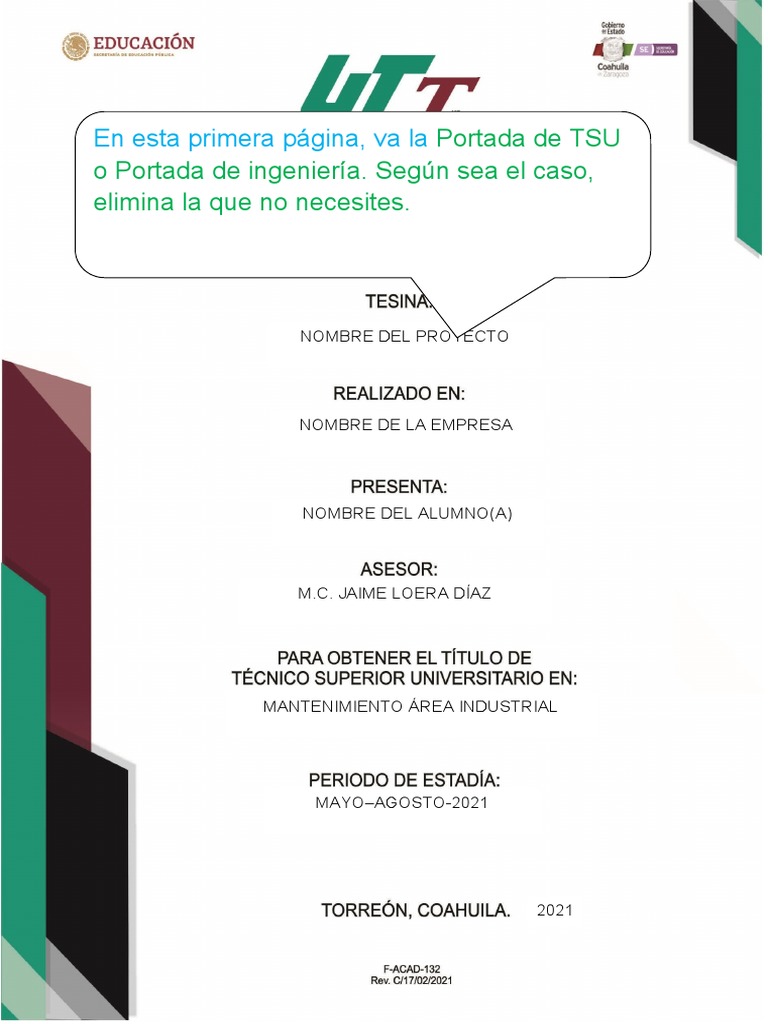 Machote de Tesina E-A-2021 (28-04-2021) | PDF