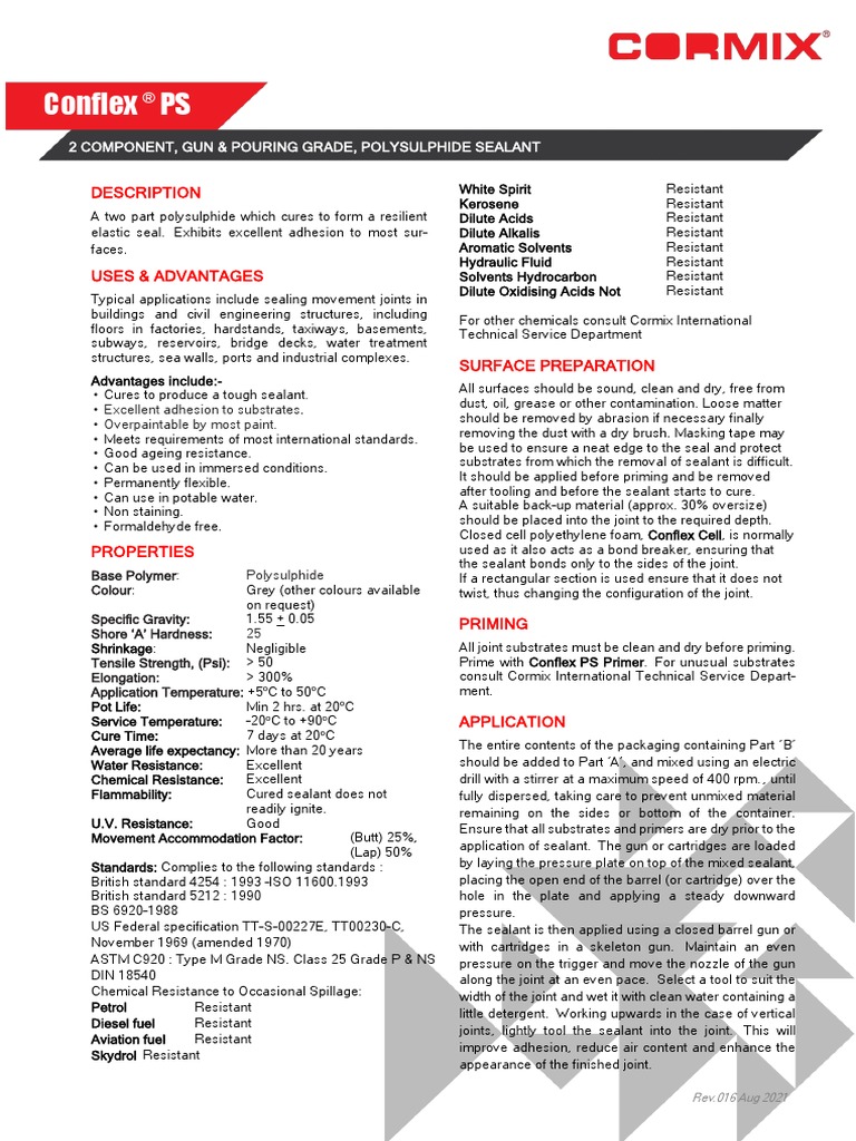TDS-EN-Conflex PS - Rev 016-Aug21 | PDF | Physical Sciences | Chemical Substances