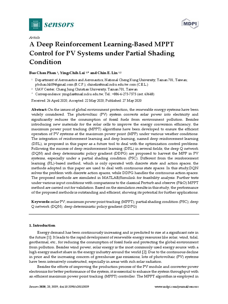 A Deep Reinforcement Learning-Based MPPT | PDF