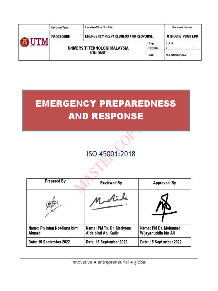 UTM Emergency Response Guide | PDF | Emergency | Emergency Management