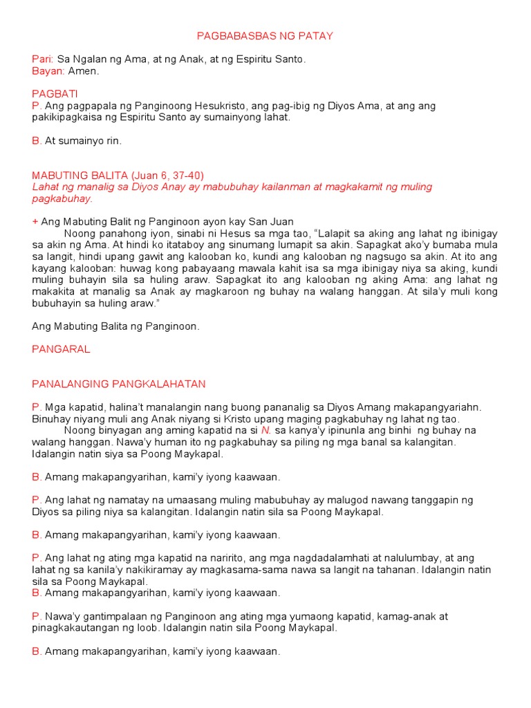 Pagbabasbas NG Patay | PDF