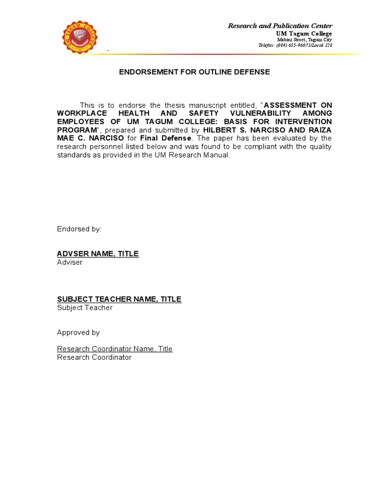 Thesis Manuscript Endorsement | PDF