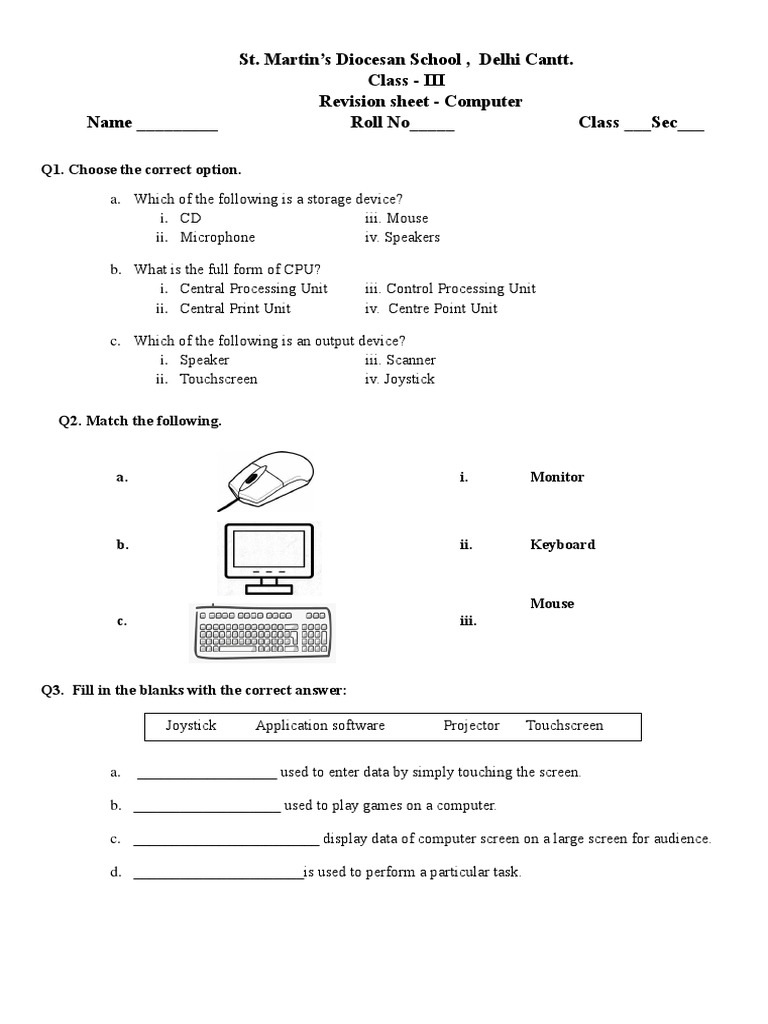 Class3 - Revision | PDF | Input/Output | Touchscreen