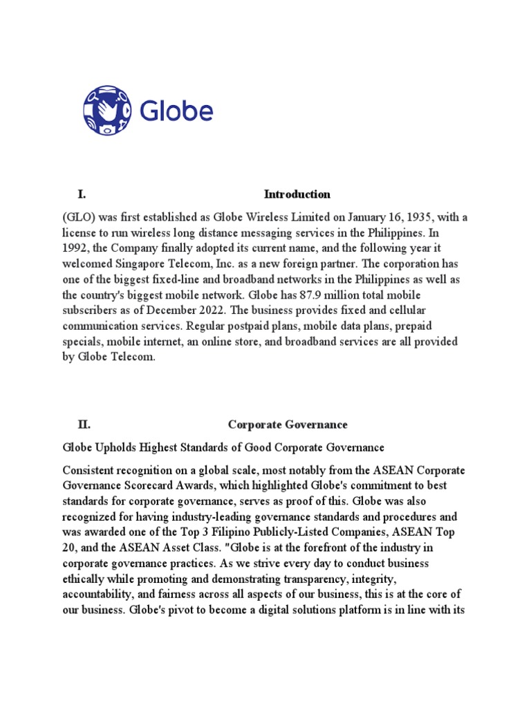 Globe Telecom Inc. | PDF | Telecommunications | Service Industries