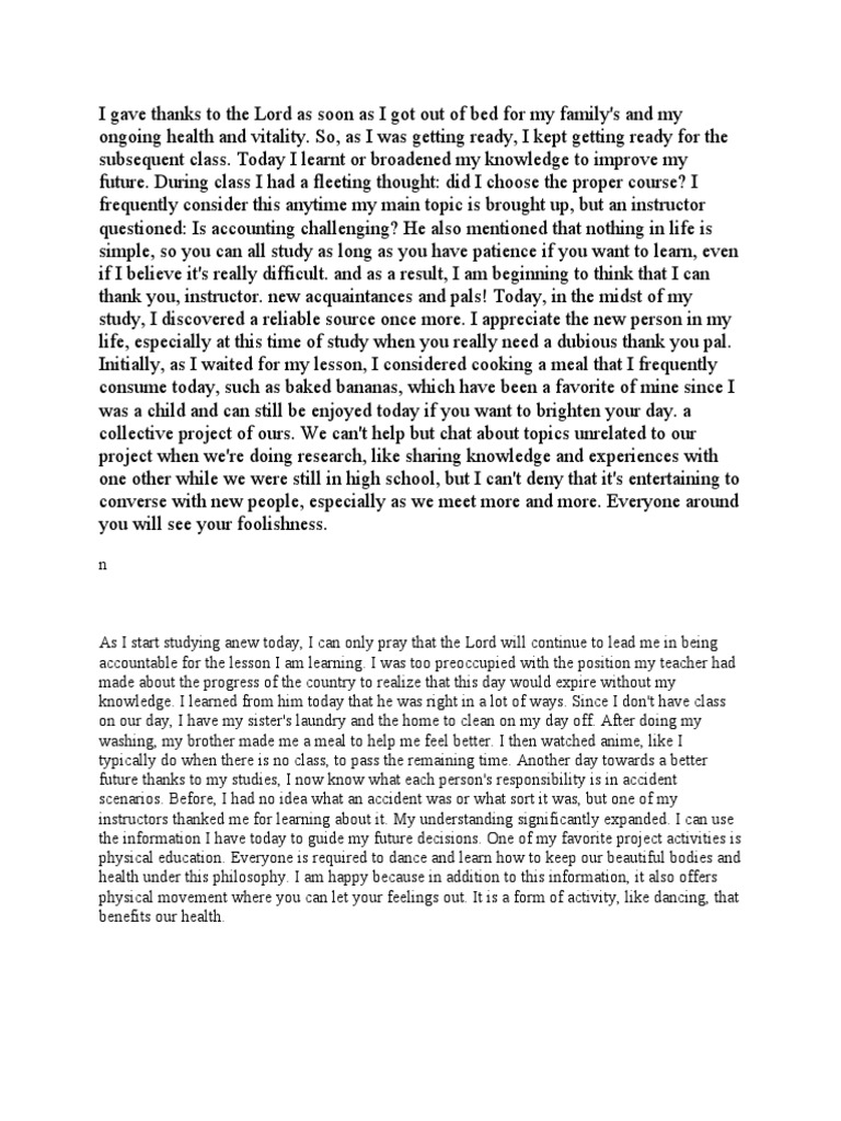 I Gave Thanks To The Lord As Soon As I Got Out of Bed For My Family | PDF | Teachers | Learning