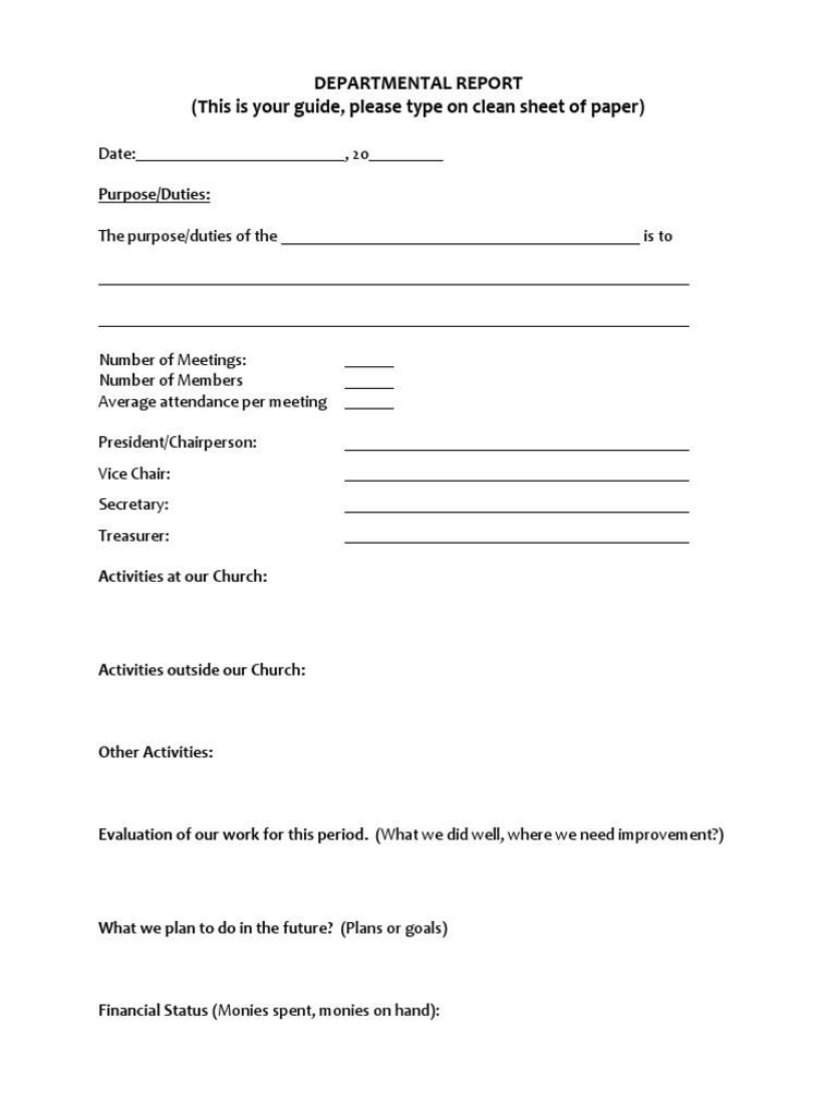 Church Departmental Report Template | PDF